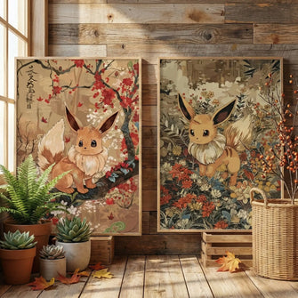 Poster Peinture Pokémon Nature Évoli– Enjouet